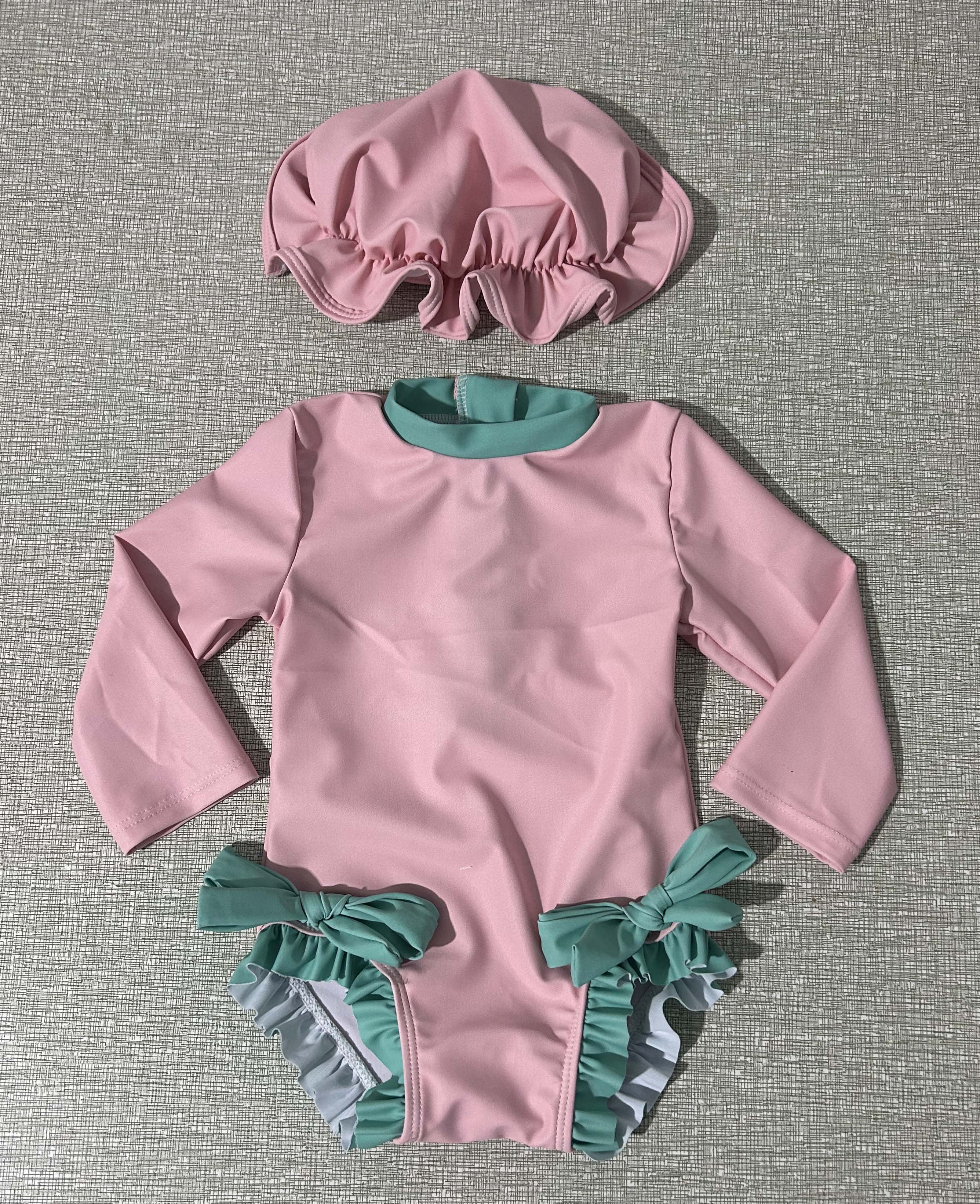 Mama's sunshine Baby Girl Rash Guard Swimsuit Long Sleeve Bow Print ...