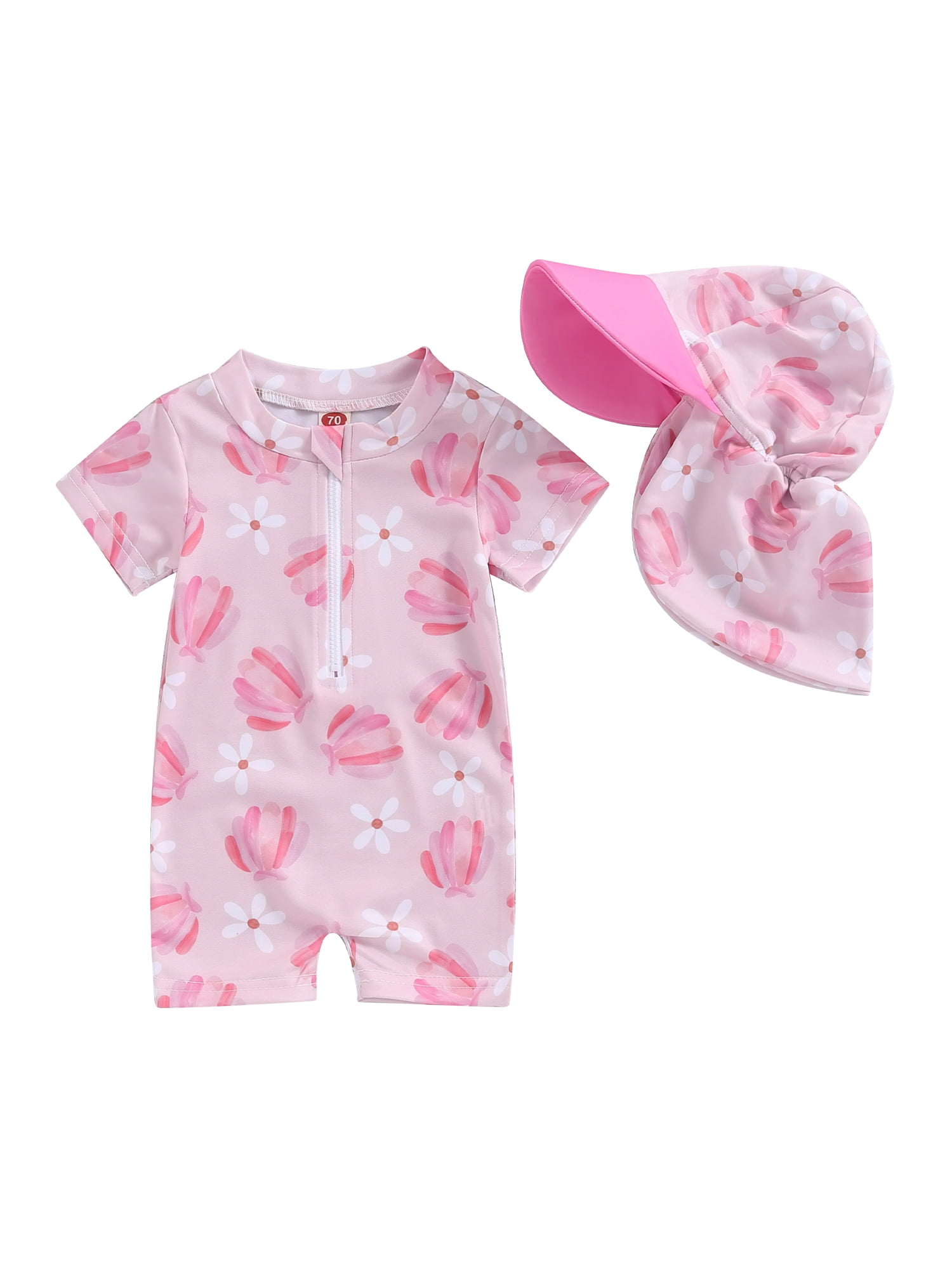 Mama's sunshine Baby Girl Rash Guard Swimsuit Short Sleeve Scallop ...