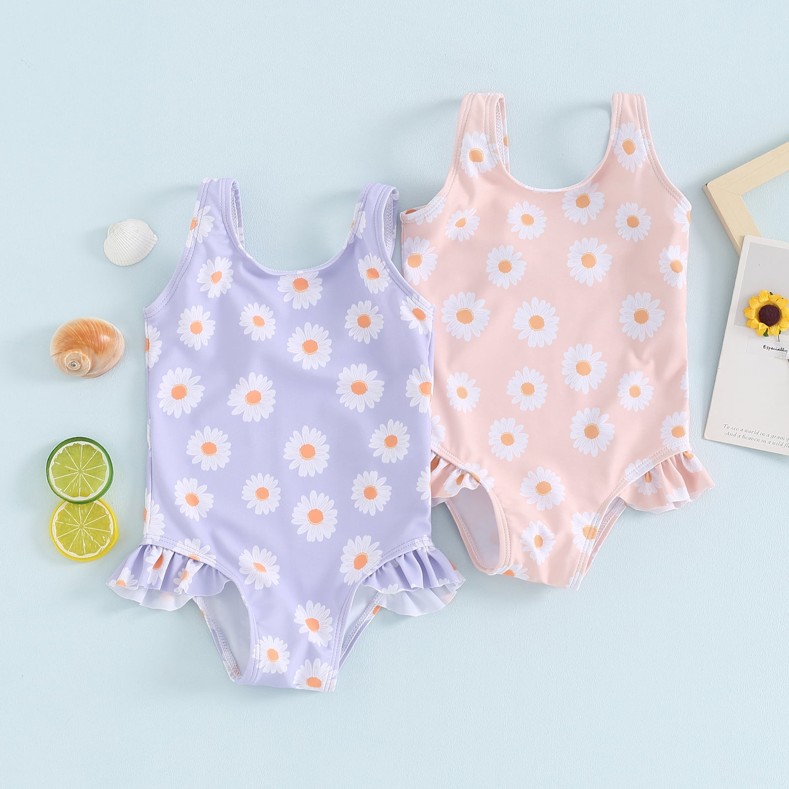 Mama's sunshine Baby Girl Swimwear Summer Floral Print Sleeveless ...