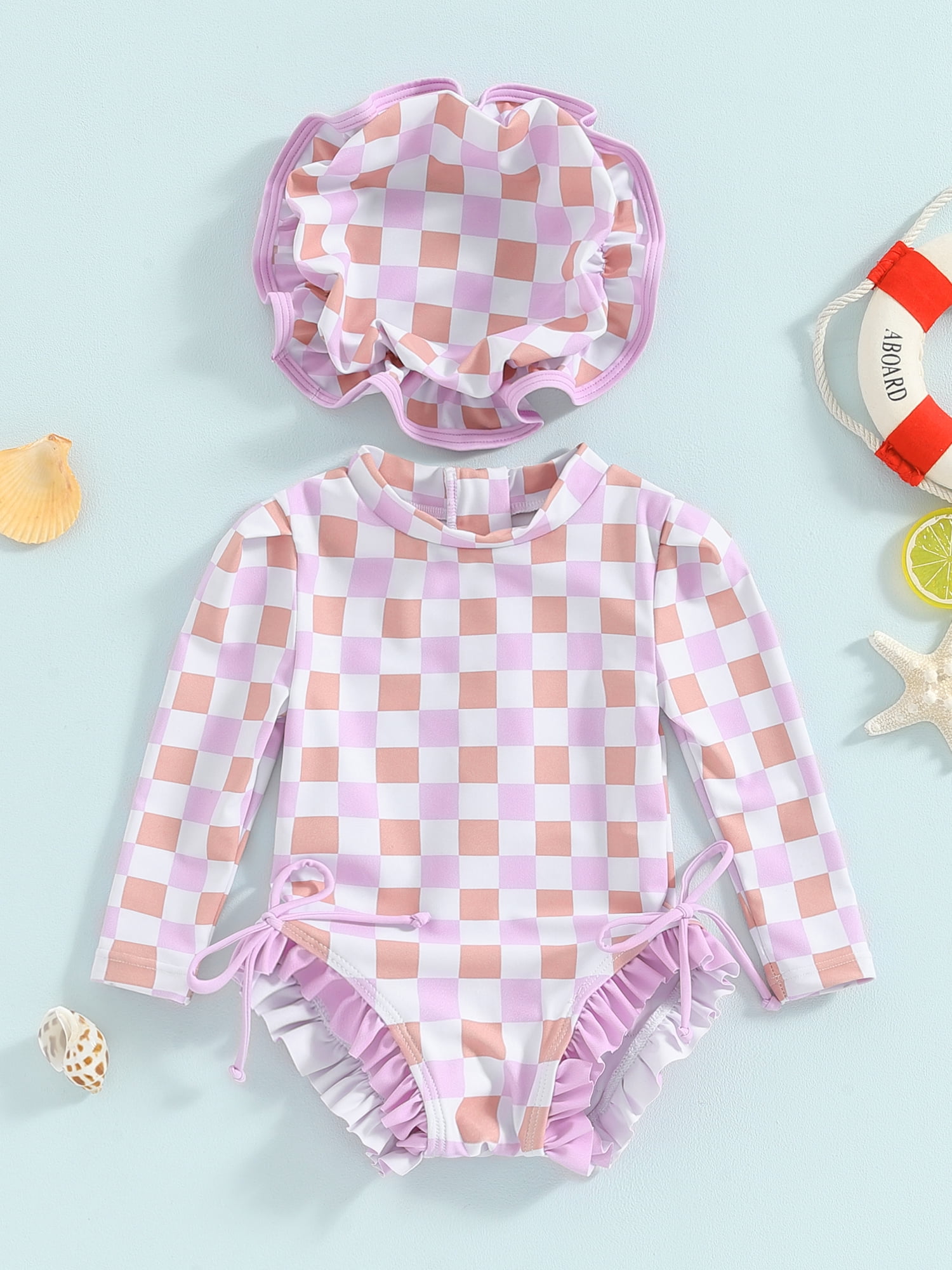 Mama's sunshine Baby Girls Long Sleeve Floral/Ice Cream Print Rash ...