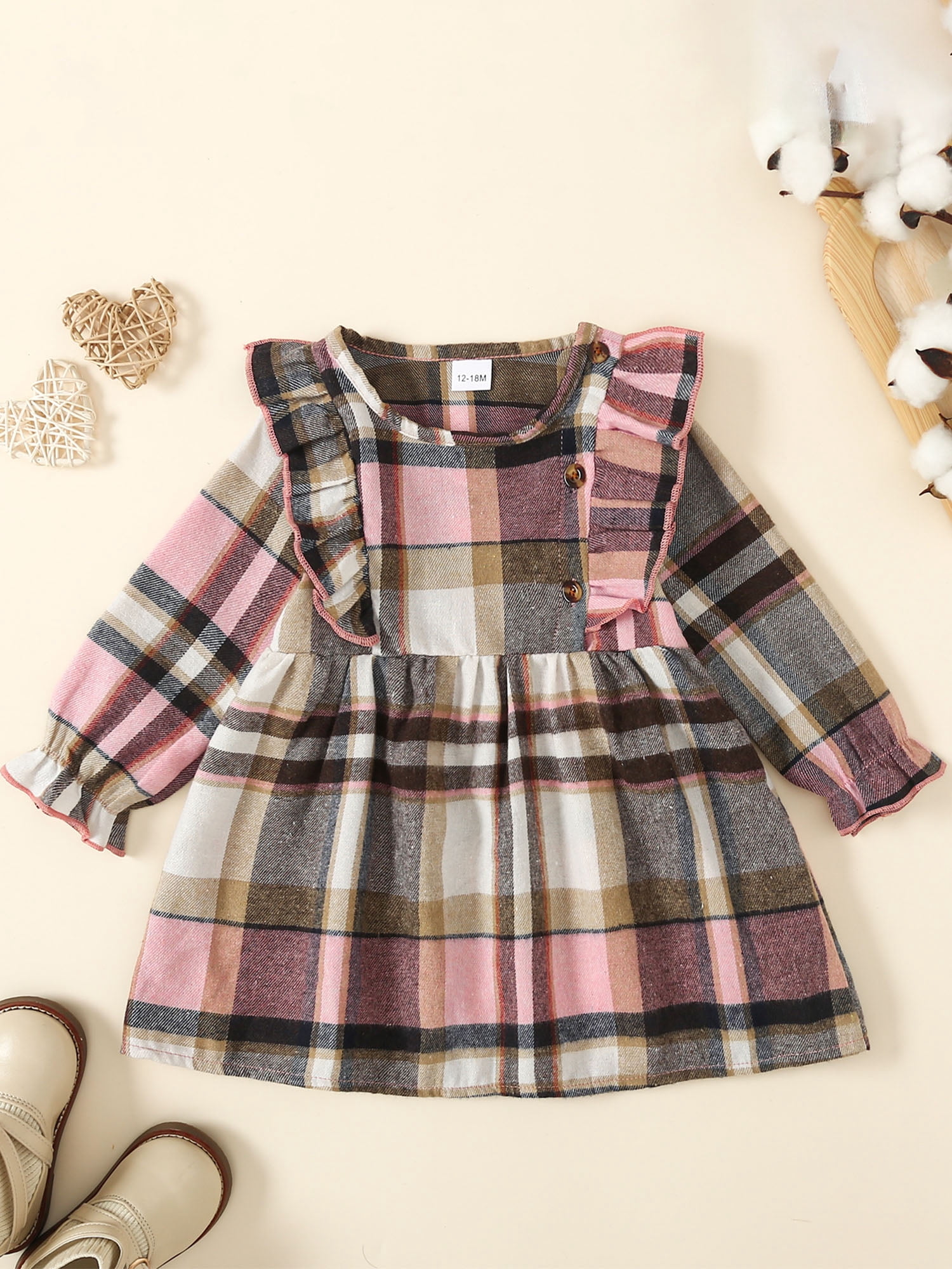 Mama's sunshine Girls Autumn Casual A-line Dress Long Sleeve Ruffle ...