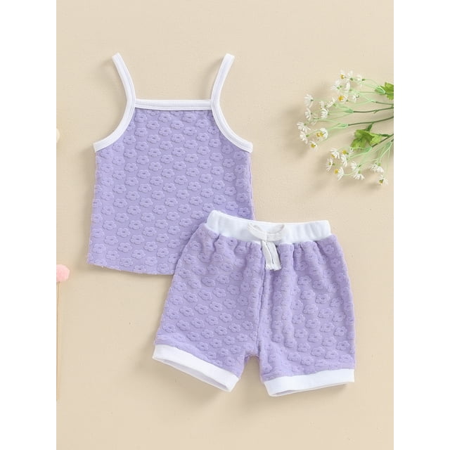 Mama's sunshine Little Girl 2 PC Summer Set, Jacquard Flower Spaghetti ...