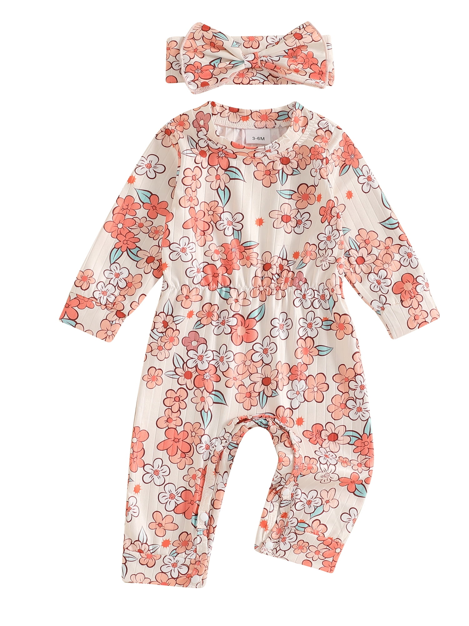 Mama's sunshine Newborn Girl Fall Romper Floral Print Long Sleeve Crew ...