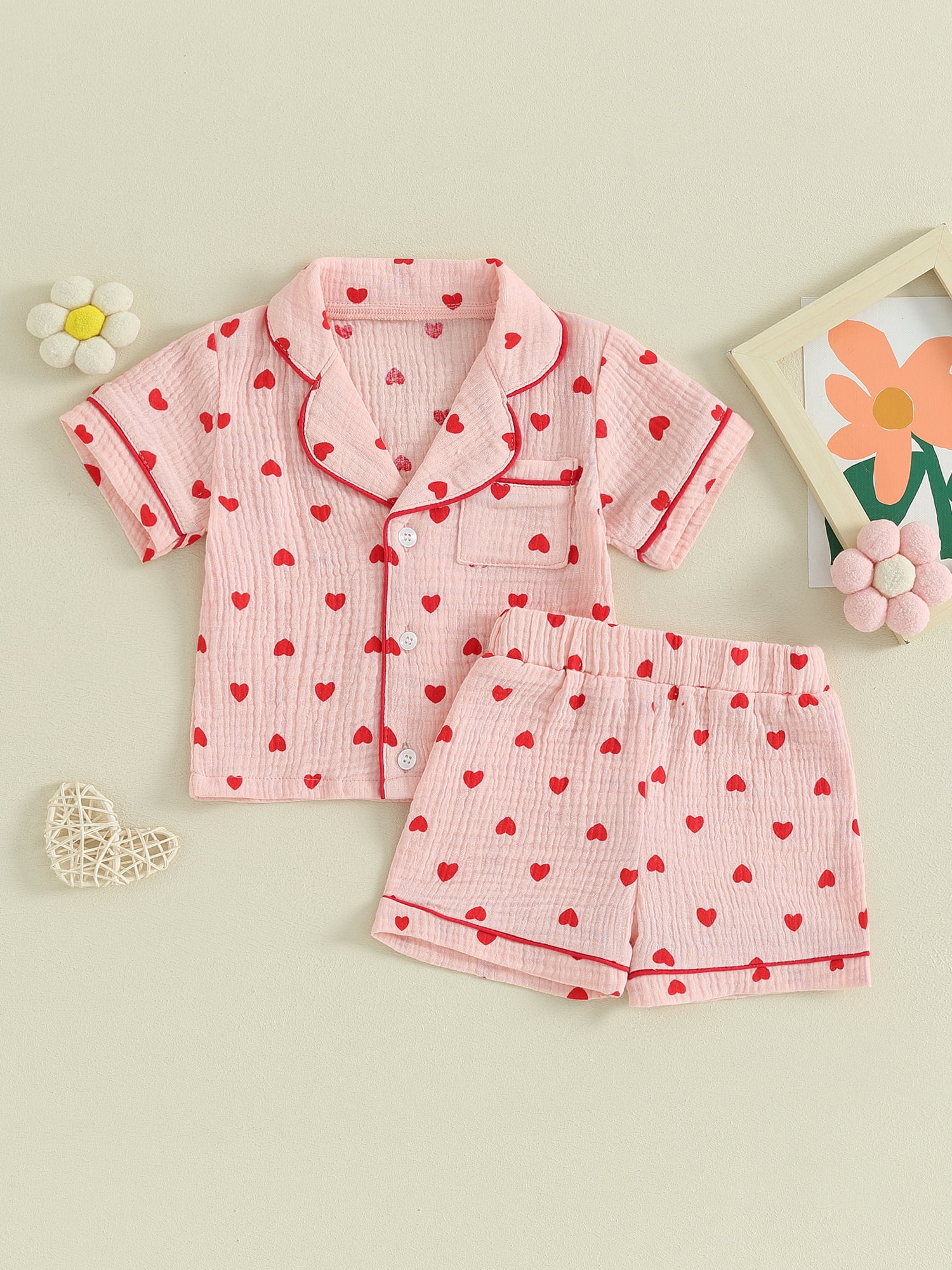 Mama's sunshine Toddler Baby Girl Pajama Set Lapel Neck Short Sleeve ...
