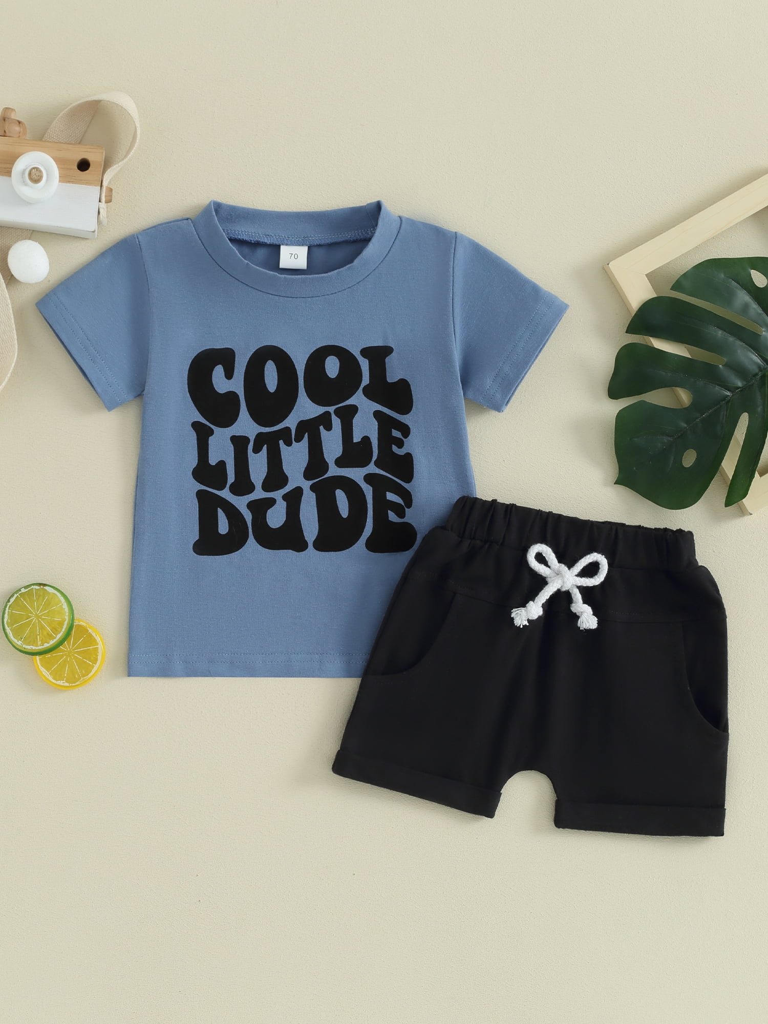 Mama's sunshine Toddler Boy 2 Piece Summer Outfits Round Neck Short Sleeve Letter Print Tops ...