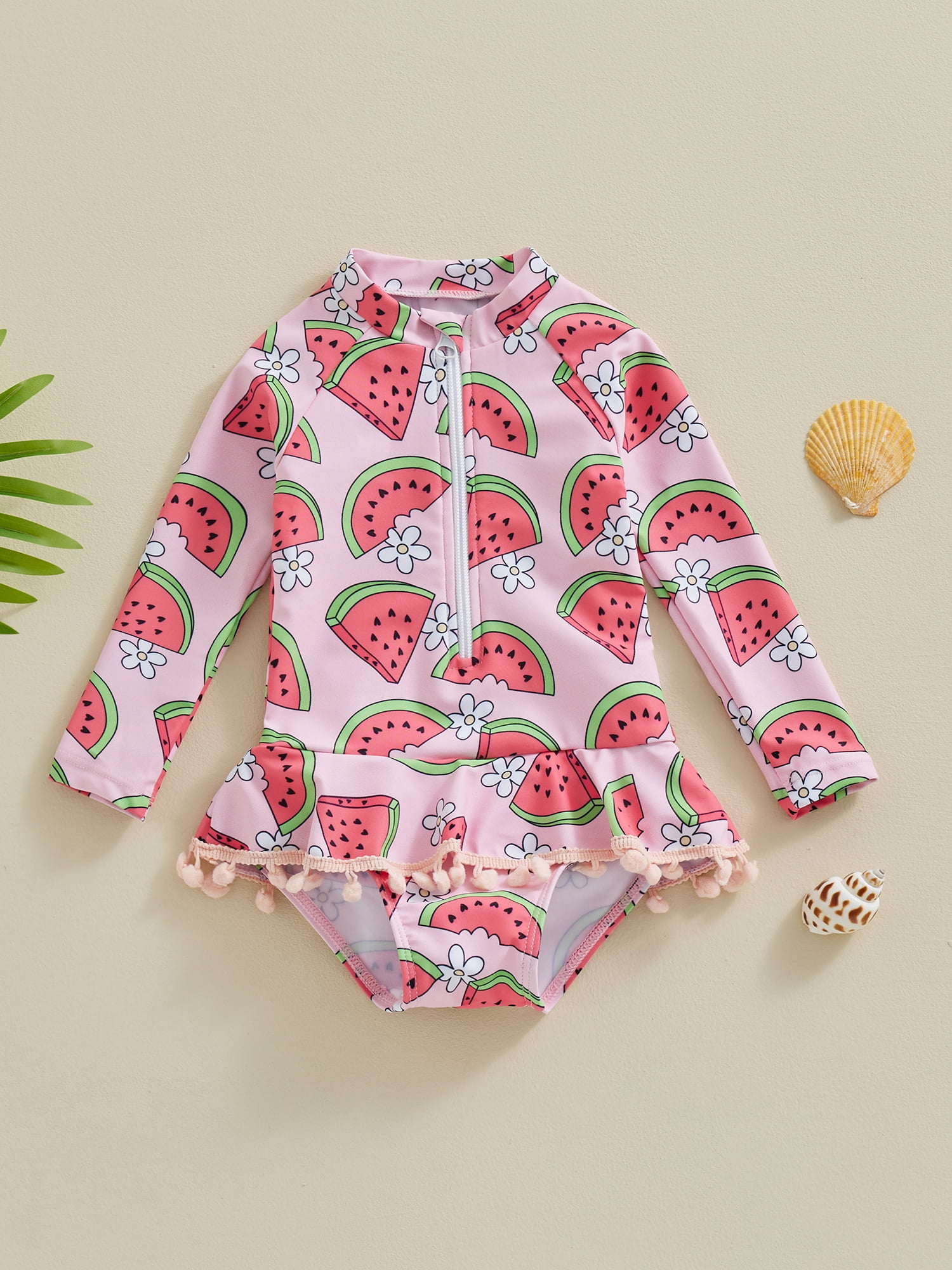 Mama's sunshine Toddler Girl Rash Guard Swimsuit Cute Long Sleeve Zip Up Bathing Suit Swimwear ...