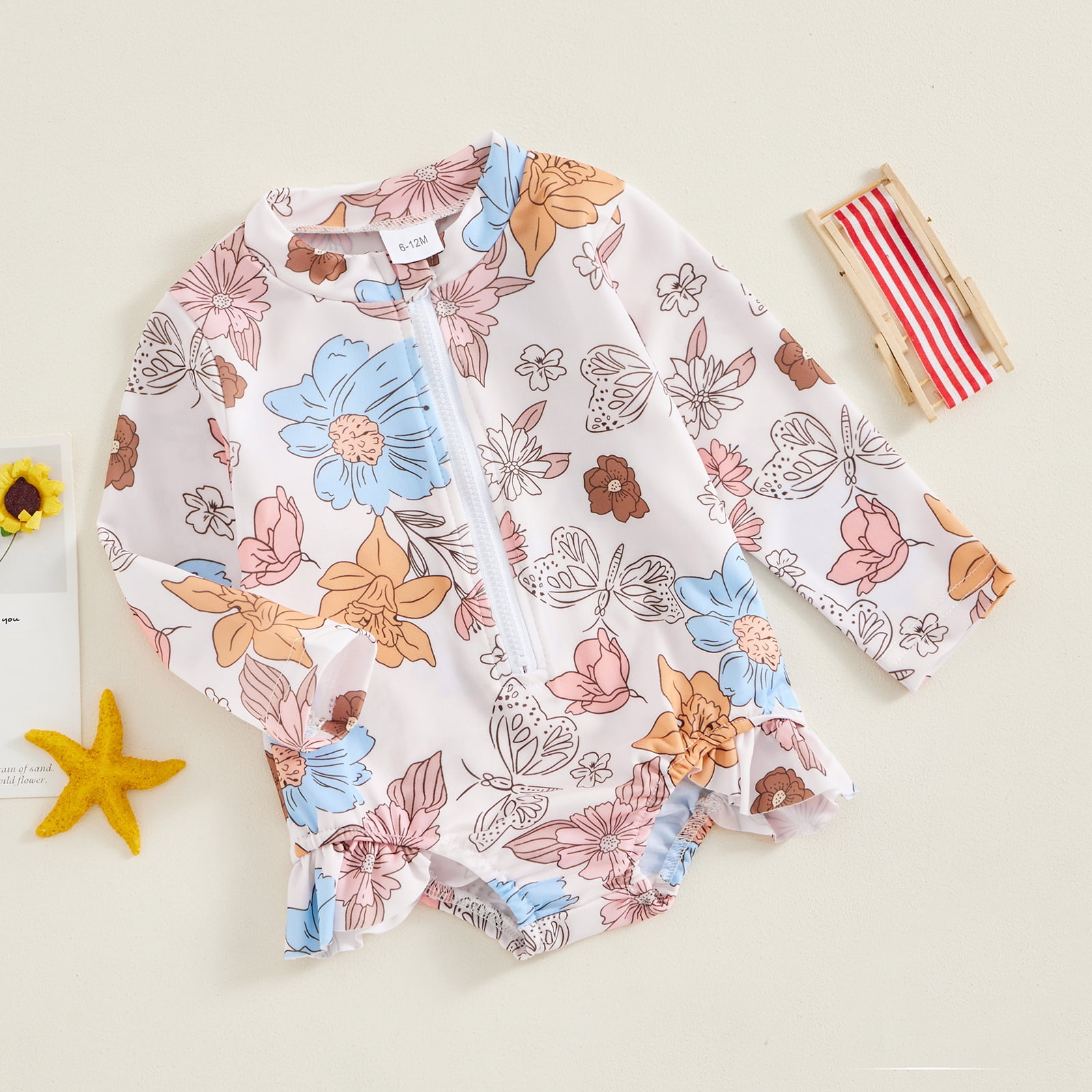 Mama's sunshine Toddler Girls Rash Guard Long Sleeve Floral Print ...