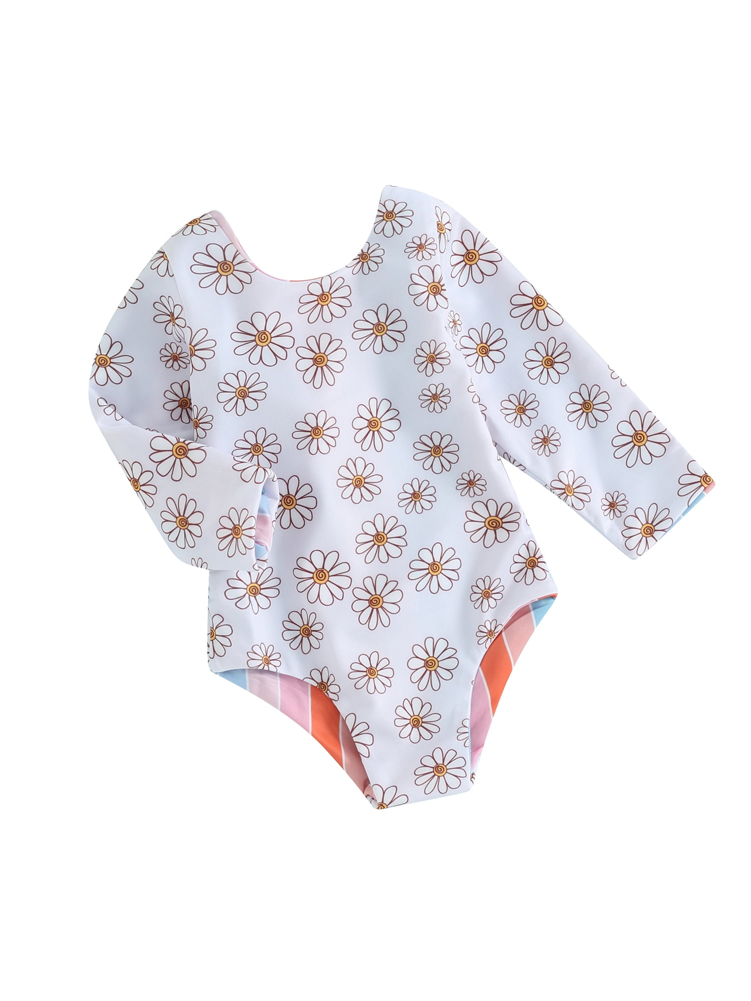 Mama's sunshine Toddler Girls Rash Guard Swimsuit Rompers Long Sleeve Floral Print Knot Front ...
