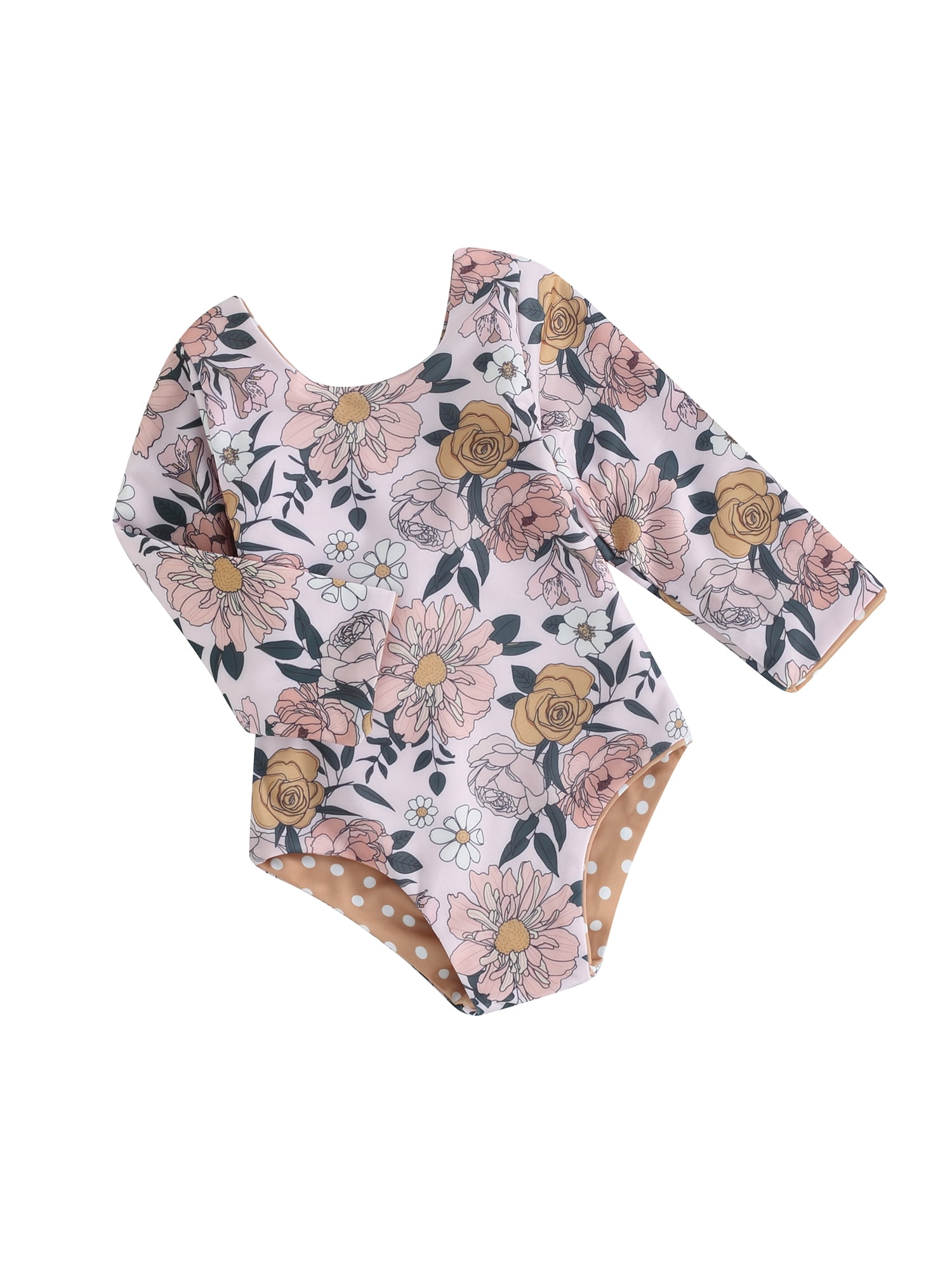 Mama's sunshine Toddler Girls Rash Guard Swimsuit Rompers Long Sleeve Floral Print Knot Front ...