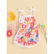 PatPat Kid Girl Floral Print Summer Sleeveless Romper, Casual Jumpsuit ...