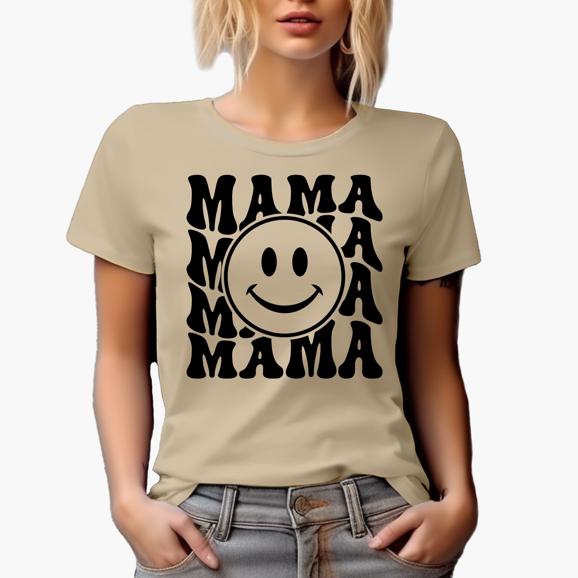 Mama with a Smile, Mother's Day Themed, Groovy Retro Wavy Text Merch ...
