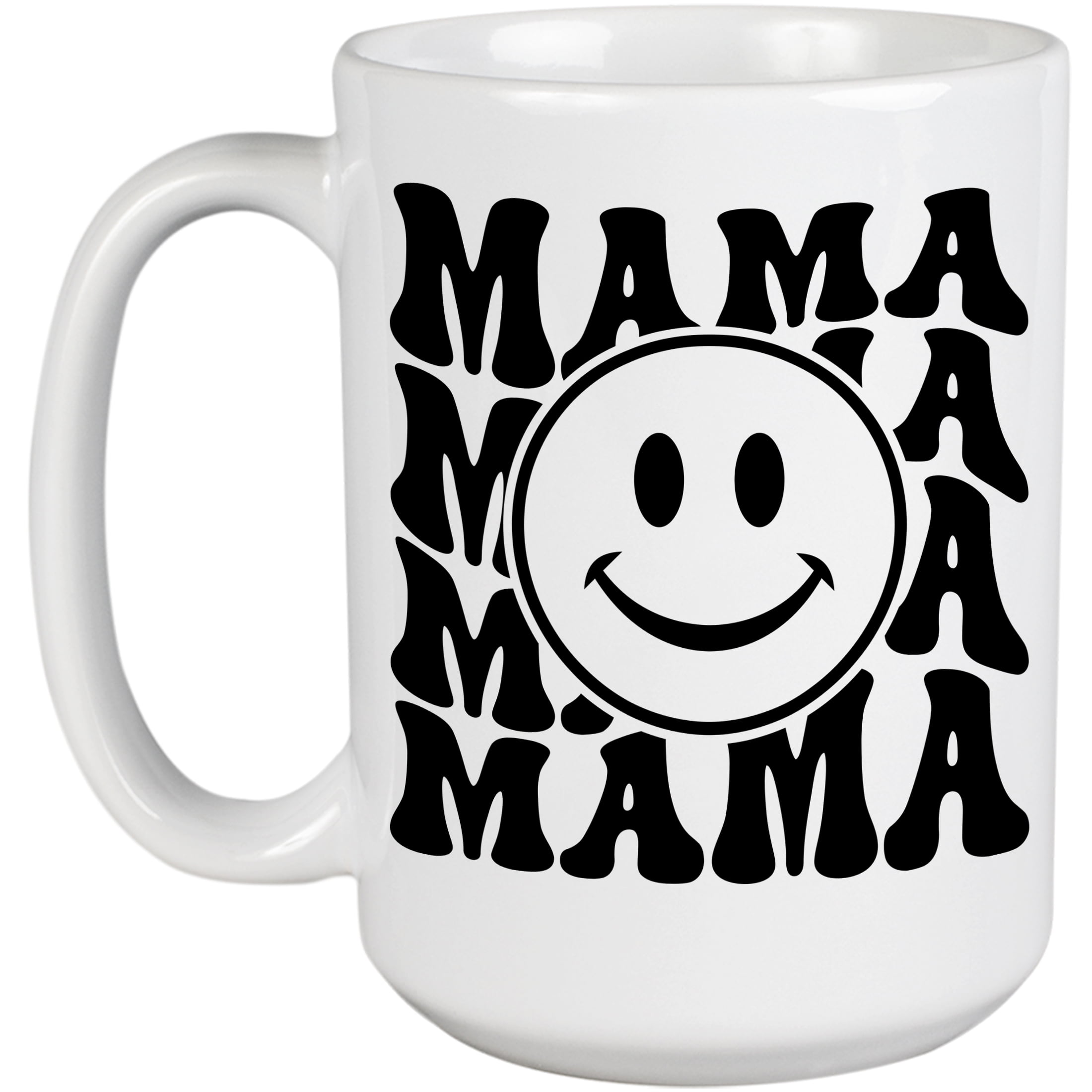 Mama with a Smile, Mother's Day Themed, Groovy Retro Wavy Text Merch ...