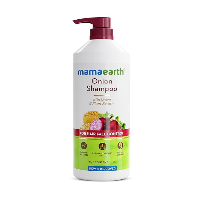 Mamaearth Onion Shampoo for Hair Growth & Hair Fall Control with Onion ...