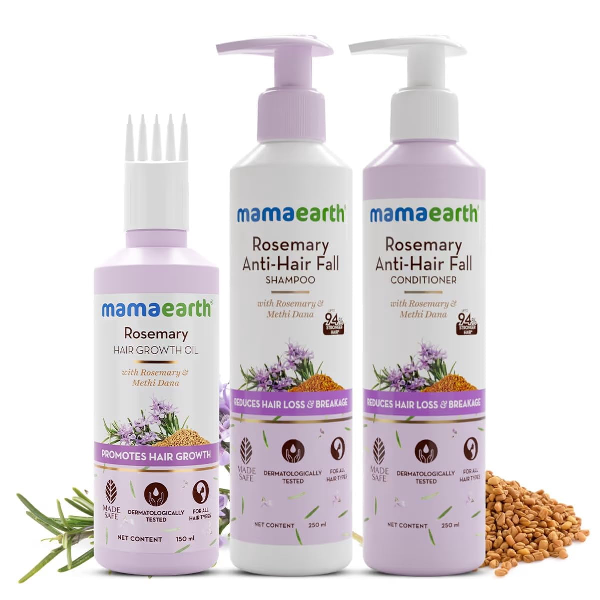 Mamaearth Rosemary Hair Fall Control Kit, Shampoo and Conditioner ...
