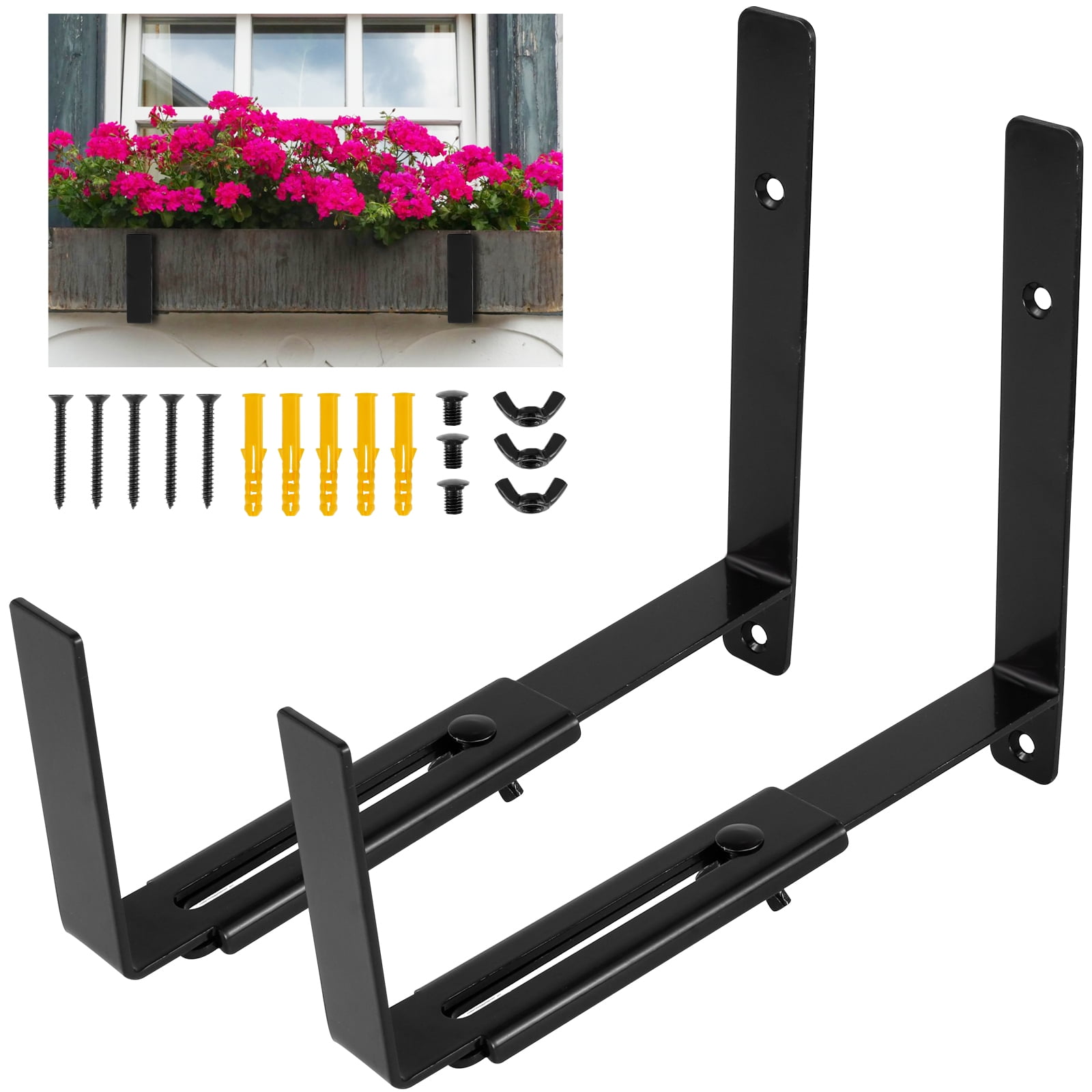 Mamamax Adjustable Planter Box Bracket Window Box Bracket Carbon Steel ...