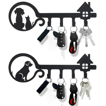 "DINOSAM 15"" Wall Mount Key Holder with 6 Hooks, Mail Organizer, Black ...