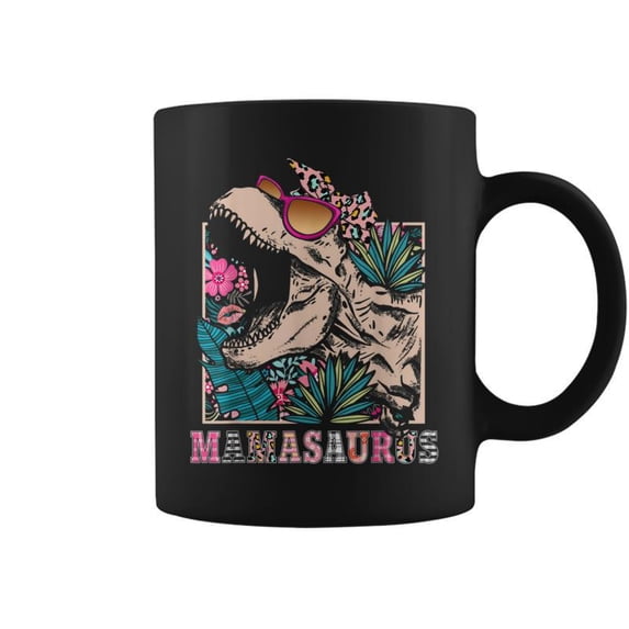 Mamasaurus Rex Mom Dinosaur Leopard Flower TRex Mama Saurus Coffee Mugs ...