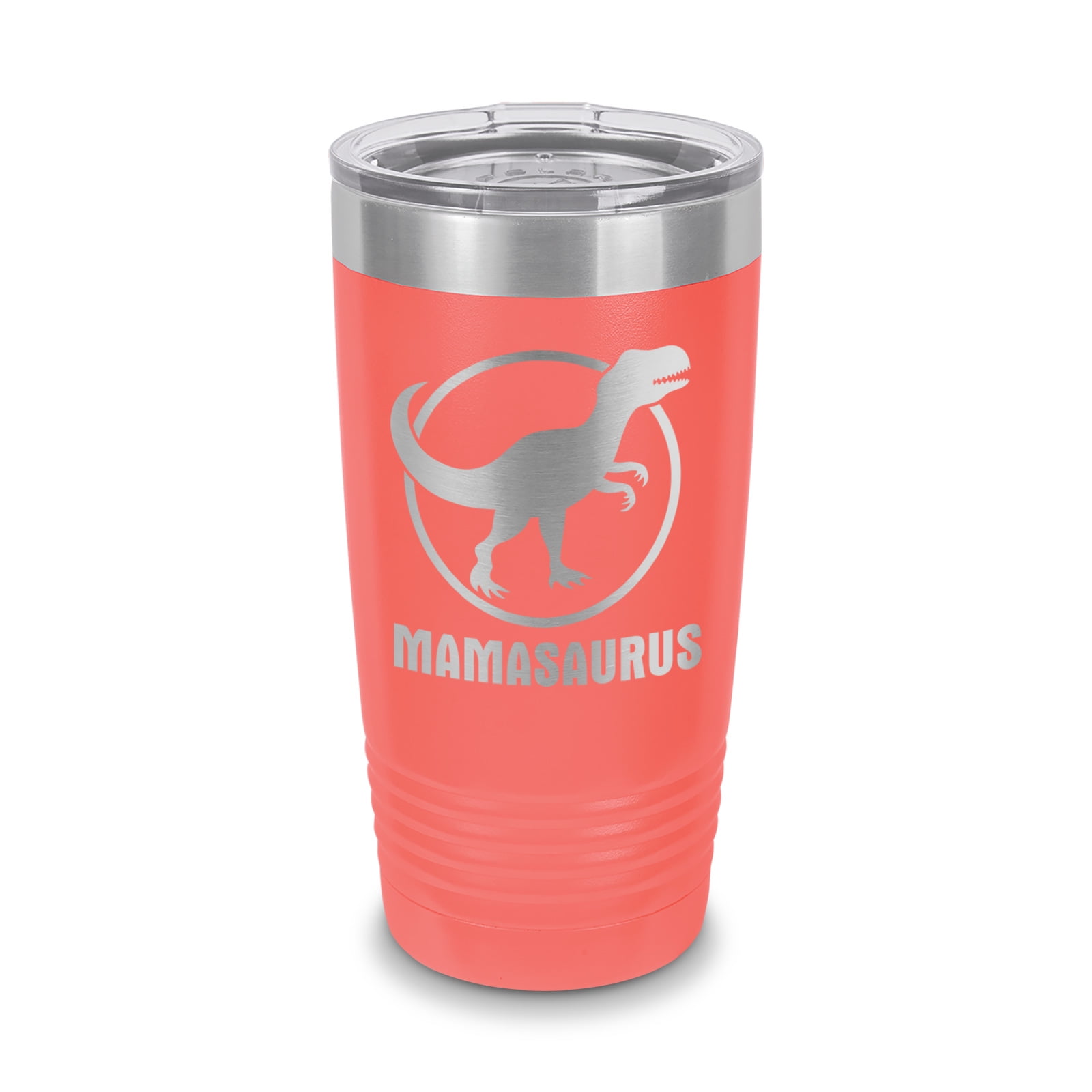 Mamasaurus Tumbler 20 oz - Laser Engraved w/ Clear Lid - Stainless ...