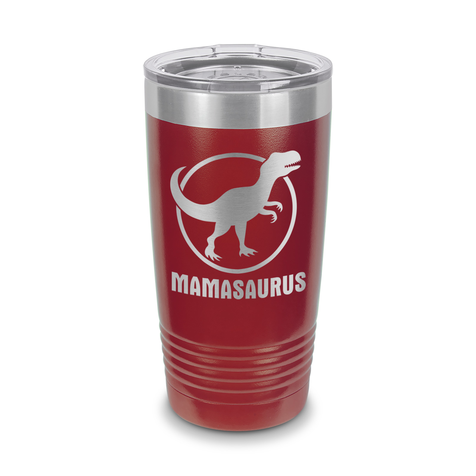 Mamasaurus Tumbler 20 oz - Laser Engraved w/ Clear Lid - Stainless ...
