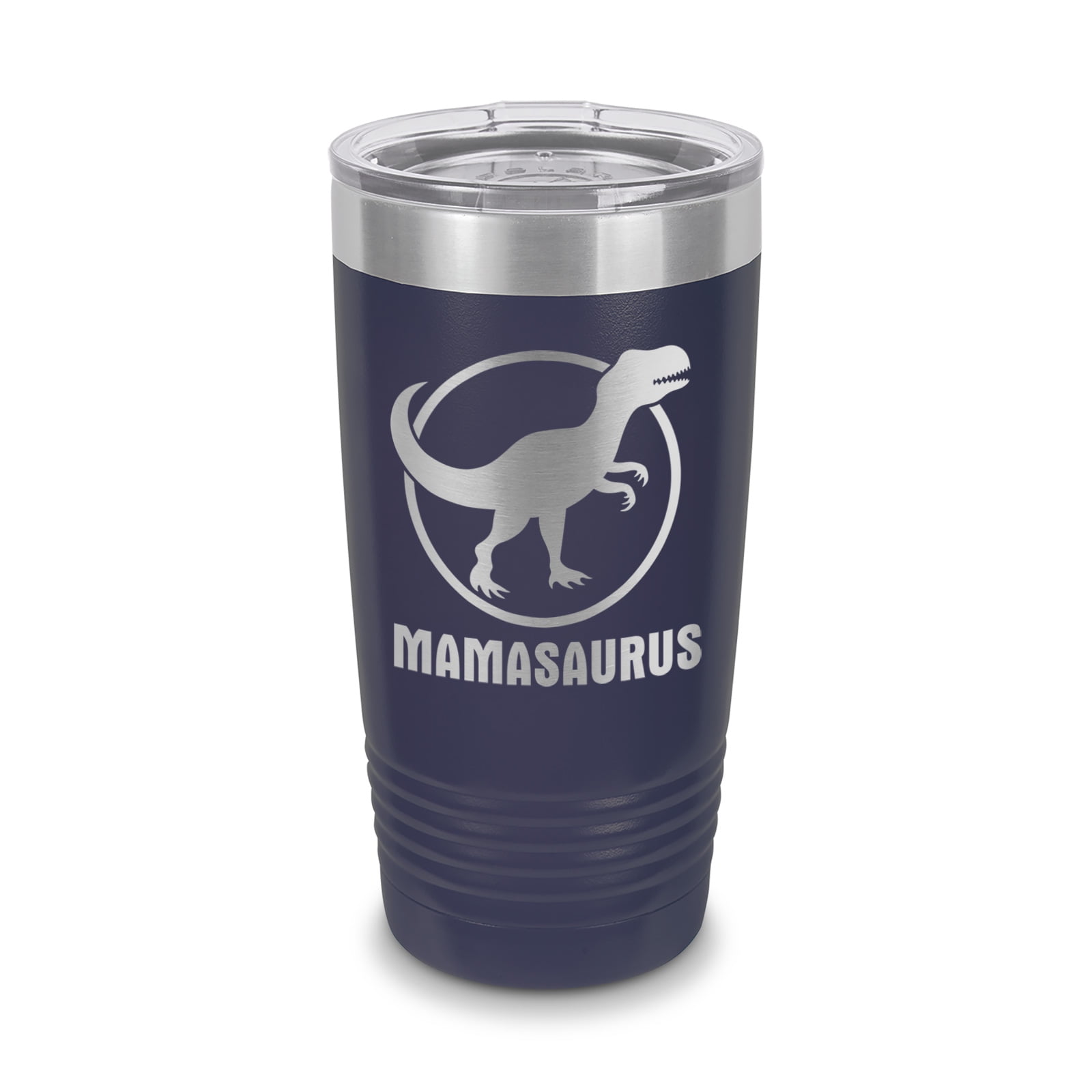 Mamasaurus Tumbler 20 oz - Laser Engraved w/ Clear Lid - Stainless ...