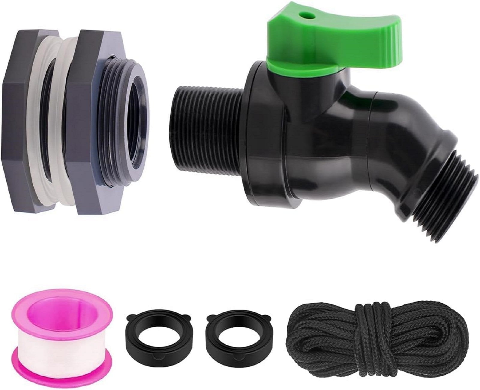 Mamatety Plastic Rain Barrel Spigot Kit - High-Flow 3/4" PVC Valve with ...