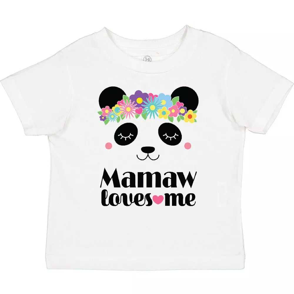 Mamaw Loves Me Panda For Girls Toddler T-Shirt Grandchild Childs Bear Baby Clothing, Cute Baby ...