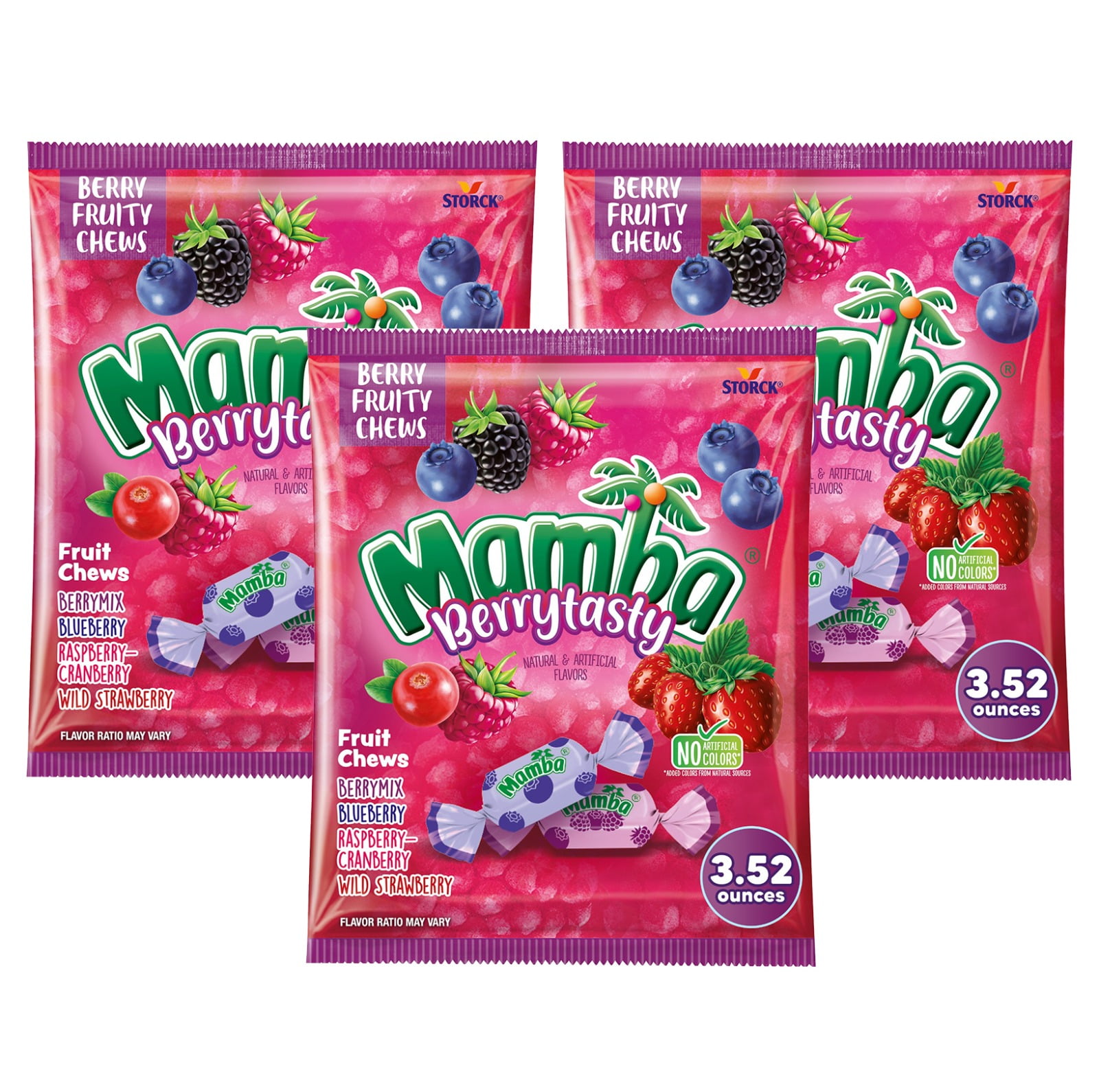 Mamba Berrytasty Fruit Chews Chewy Candy, 3.52 oz Regular Bag - (3 Pack ...
