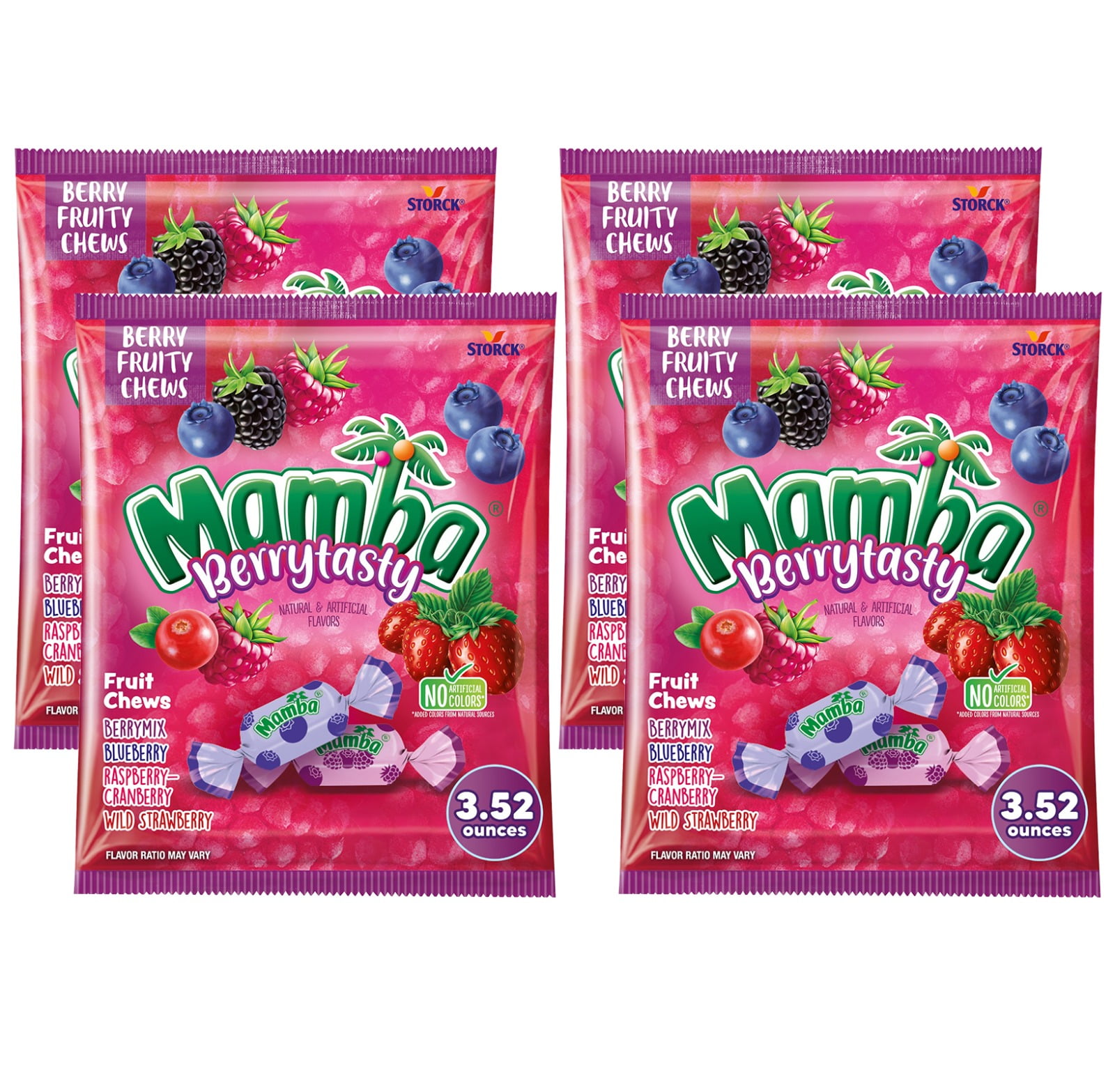 Mamba Berrytasty Fruit Chews Chewy Candy, 3.52 oz Regular Bag - (4 Pack ...