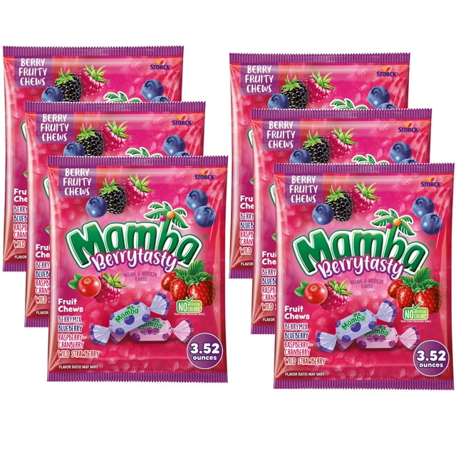 Mamba Berrytasty Fruit Chews Chewy Candy, 3.52 oz Regular Bag - (6 Pack ...