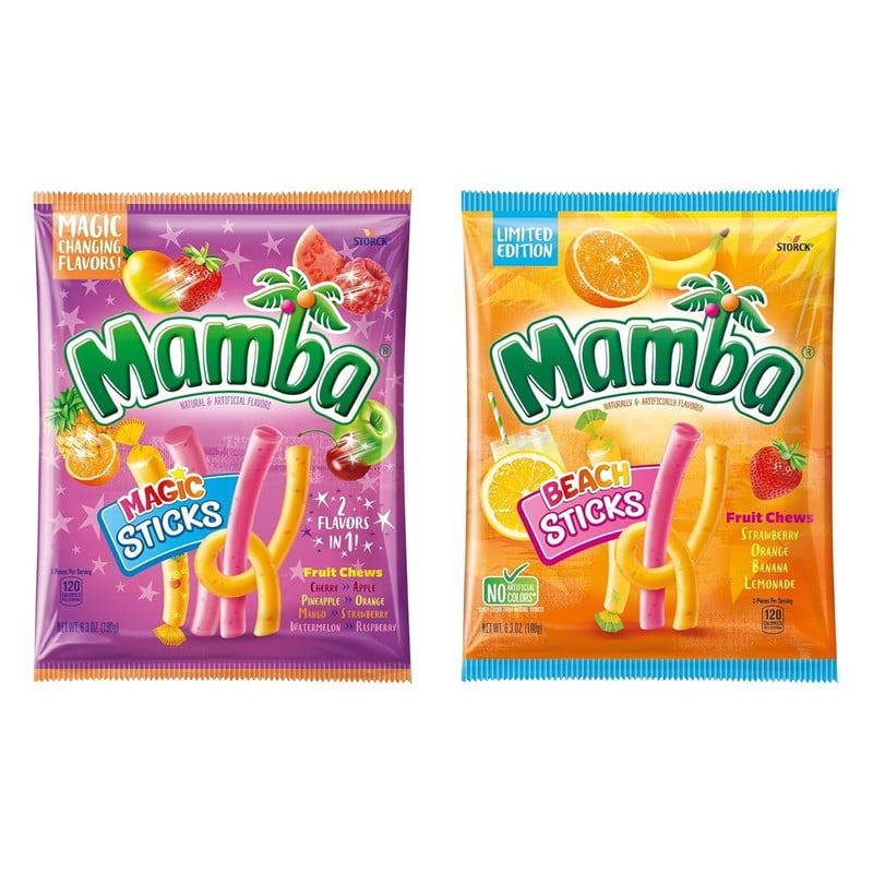 Mamba Chewy Fruit Candy - Sticks Combo 2-Pack (Beach Limited Edition ...