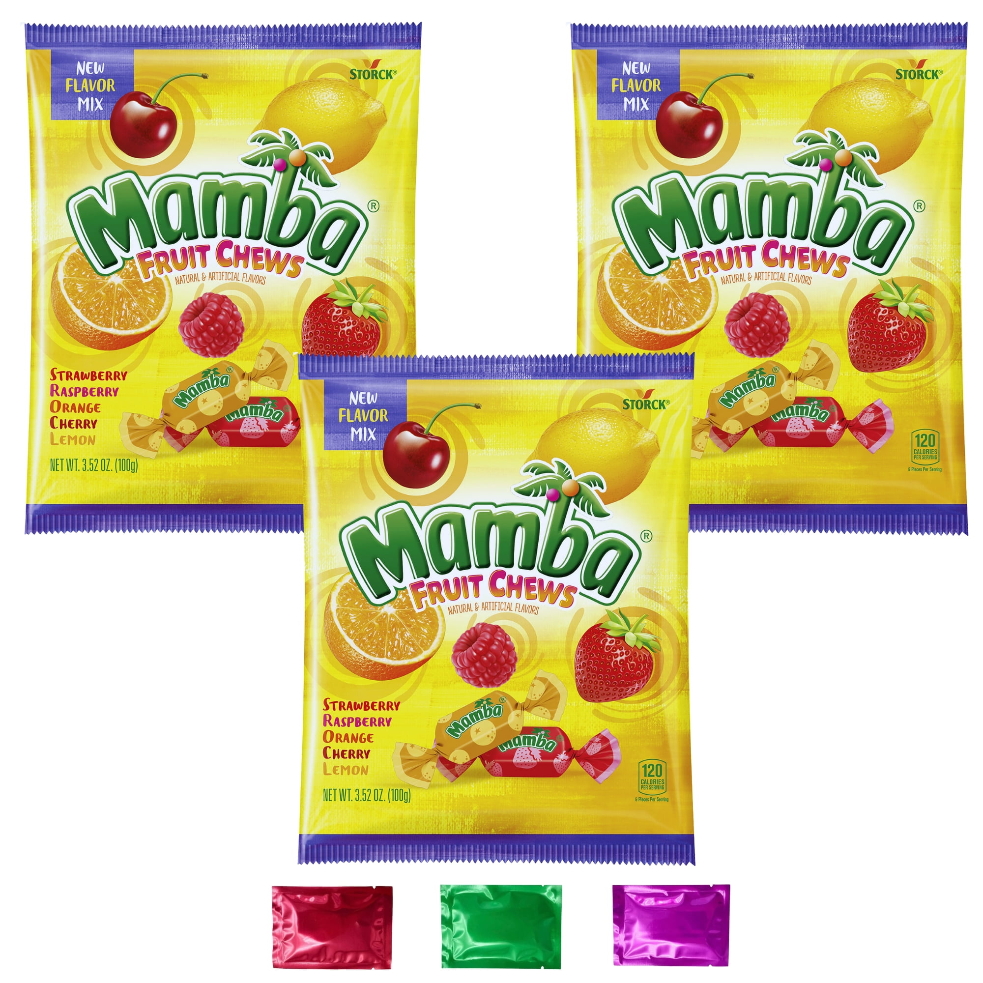Mamba Fruit Chews Candy, Individually Wrapped Fruity Chewy Treats ...
