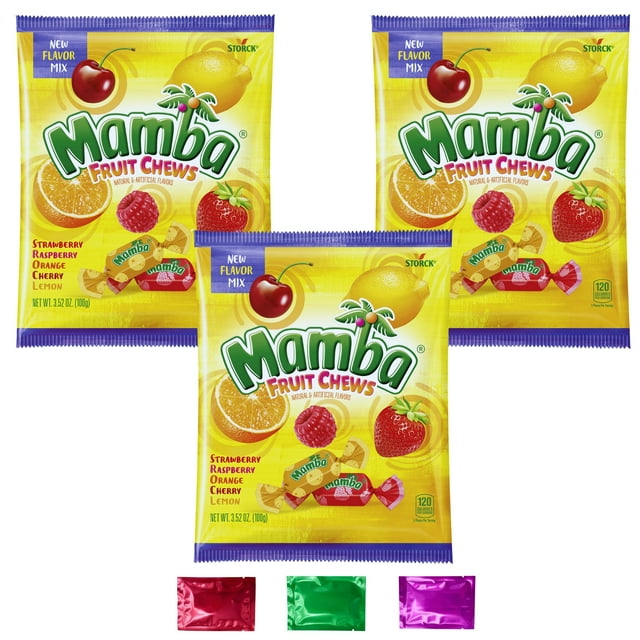 Mamba Fruit Chews Candy, Individually Wrapped Fruity Chewy Treats ...