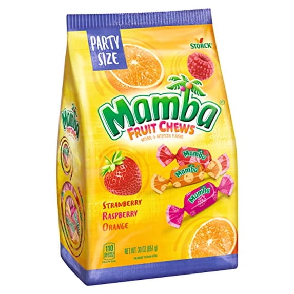 MAMBA Fruit Chews Candy Variety, Strawberry, Raspberry, Lemon, Orange ...