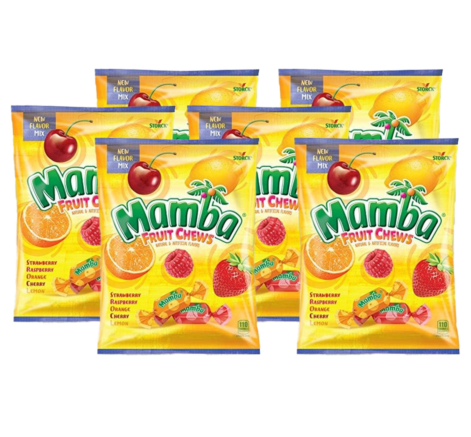 Mamba Fruit Chews Chewy Candy, (102 Piece Count - 6 Pack) 3.52 oz ...