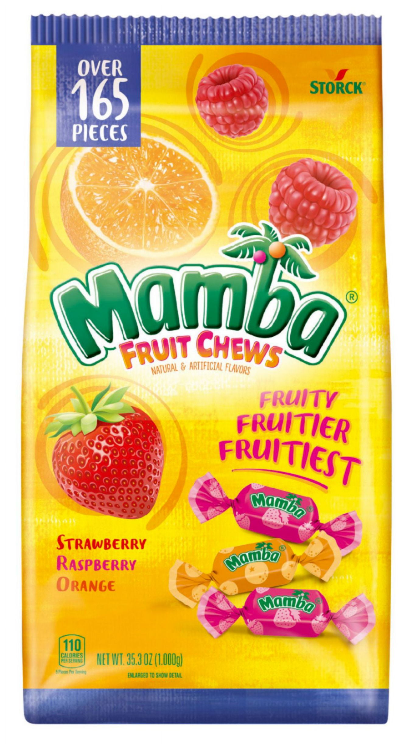 Mamba Fruit Chews, Strawberry Raspberry Orange, Over 165 Pieces, 35.3 ...