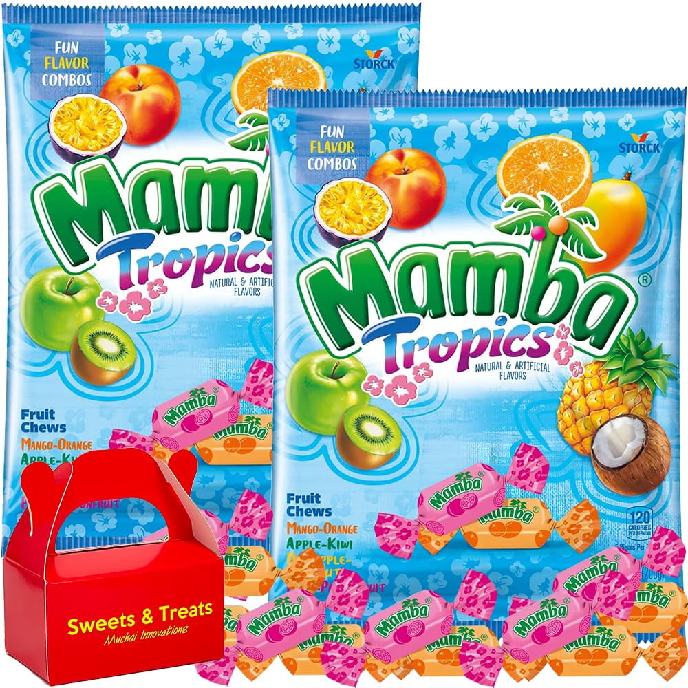 Mamba Fruit Chewy Candy, Tropical Assorted Flavors, Individually Wrapped, Party Favors, Piñata ...