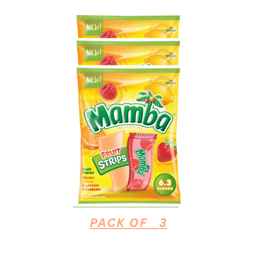 Mamba Fruit Strips Chewy Candy, Assorted Fruit Flavors, 6.3 oz, 3 Pack ...