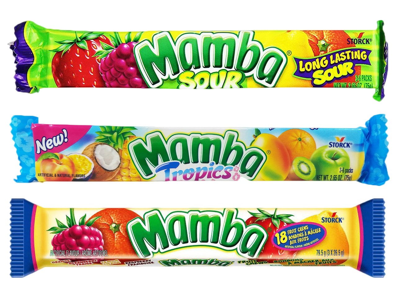 Mamba Long-Lasting Vegan-Friendly Chewy Taffy Candy - 3 Bars, 2.65oz ...