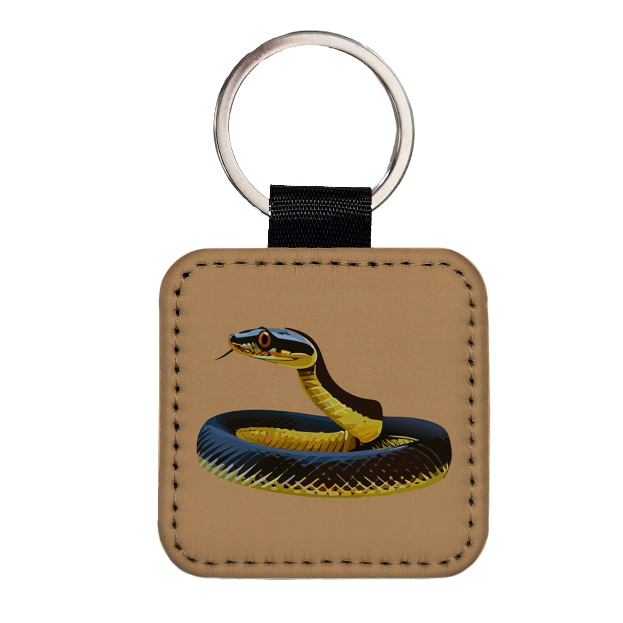 Mamba Snake Coiled Faux Leather Square Keychain - Walmart.com