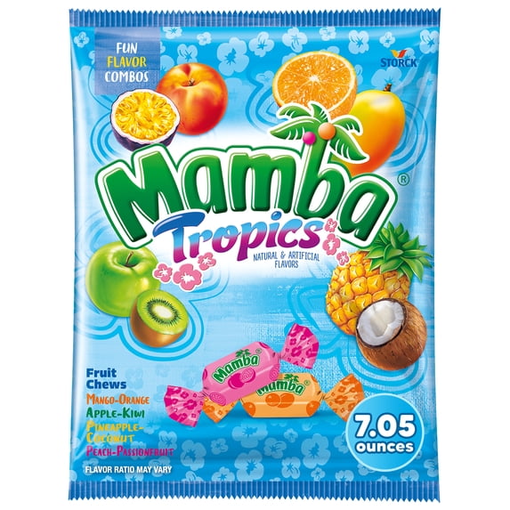 Mamba, Fruit Chews, 7.05 oz, Tropical Flavors, Shareable Bag - Walmart.com