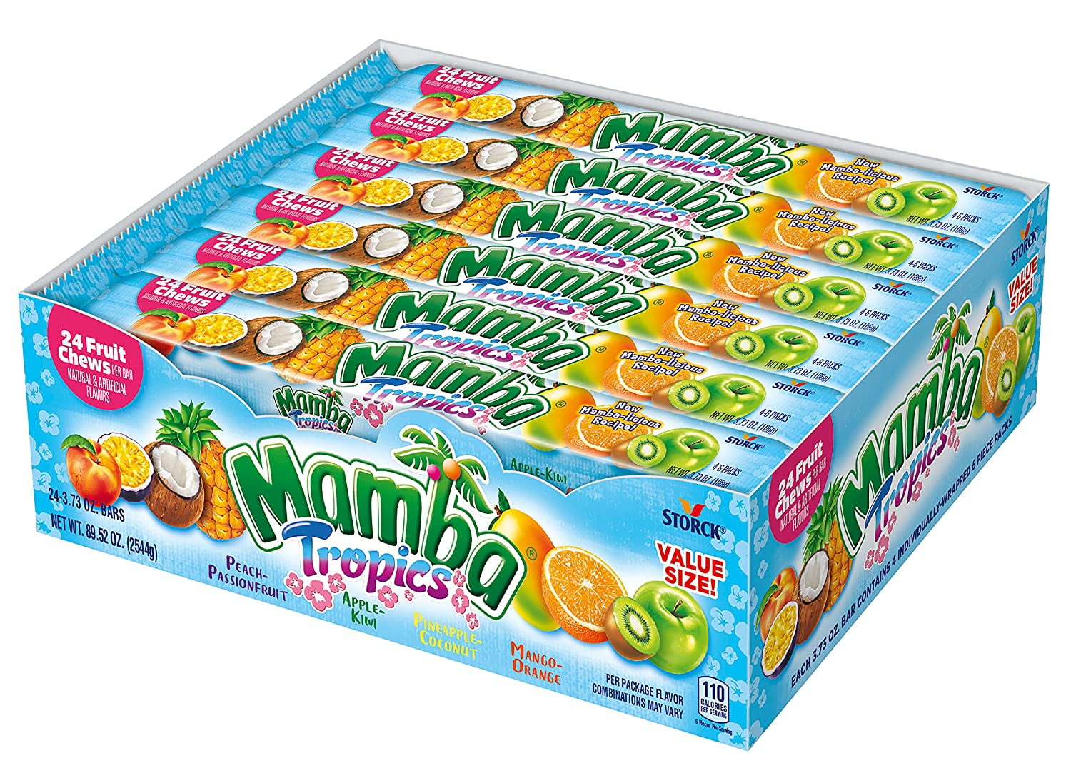 Mamba Tropics Fruit Chews Variety Pack, 24 Count Display Box - Walmart.com
