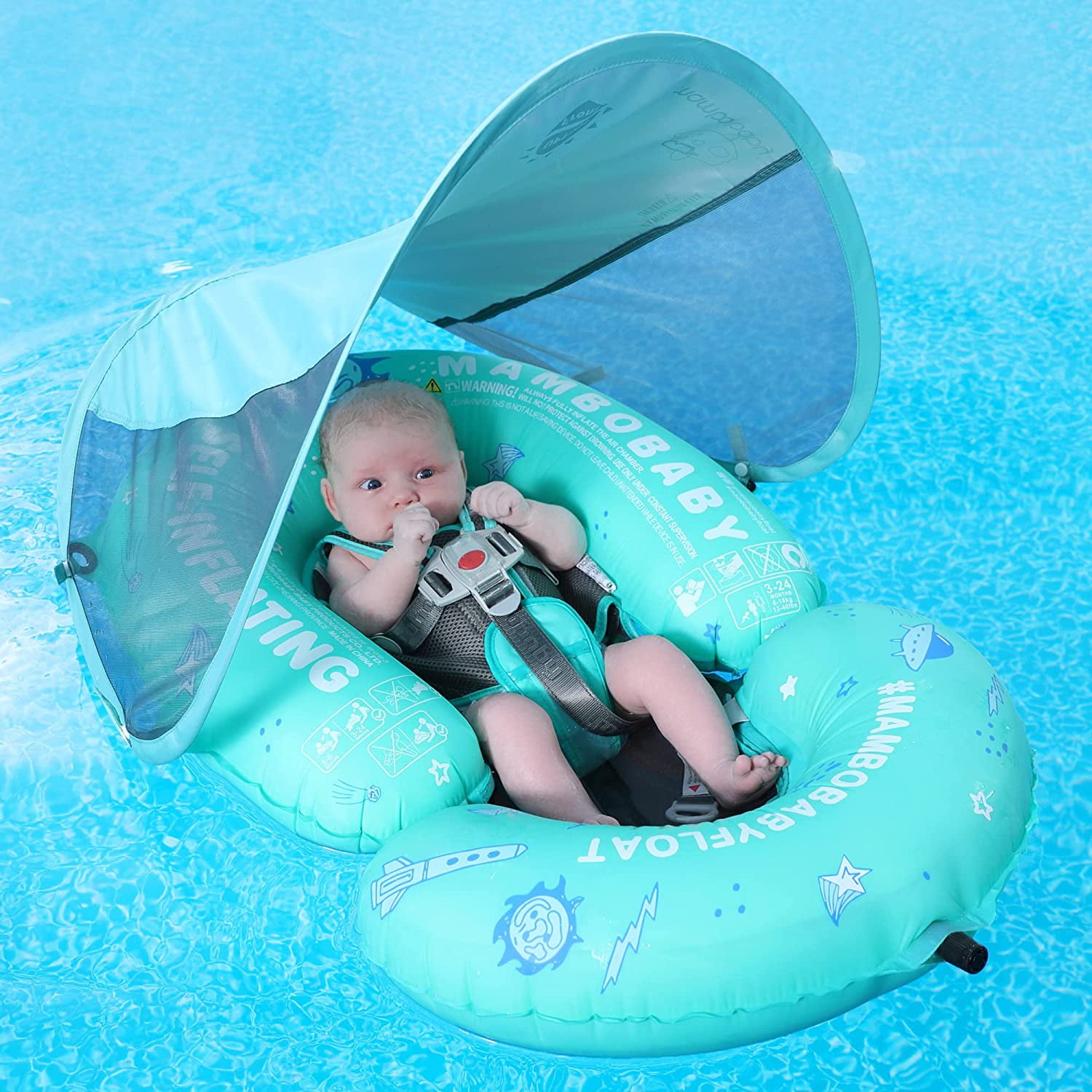 Mambobaby Baby Pool Floats Hammock with Canopy - Portable Swimming ...
