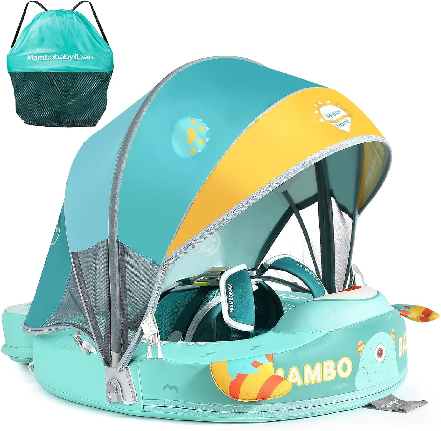 Mambobaby Float with Canopy & Portable Backpack Skin-friendly Baby Swim ...