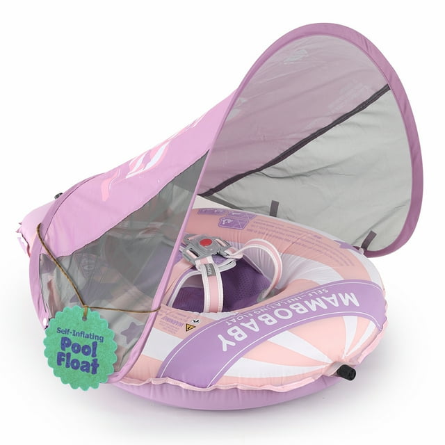 Mambobaby Self Inflating Baby Pool Float with Canopy- Pink - Walmart.com