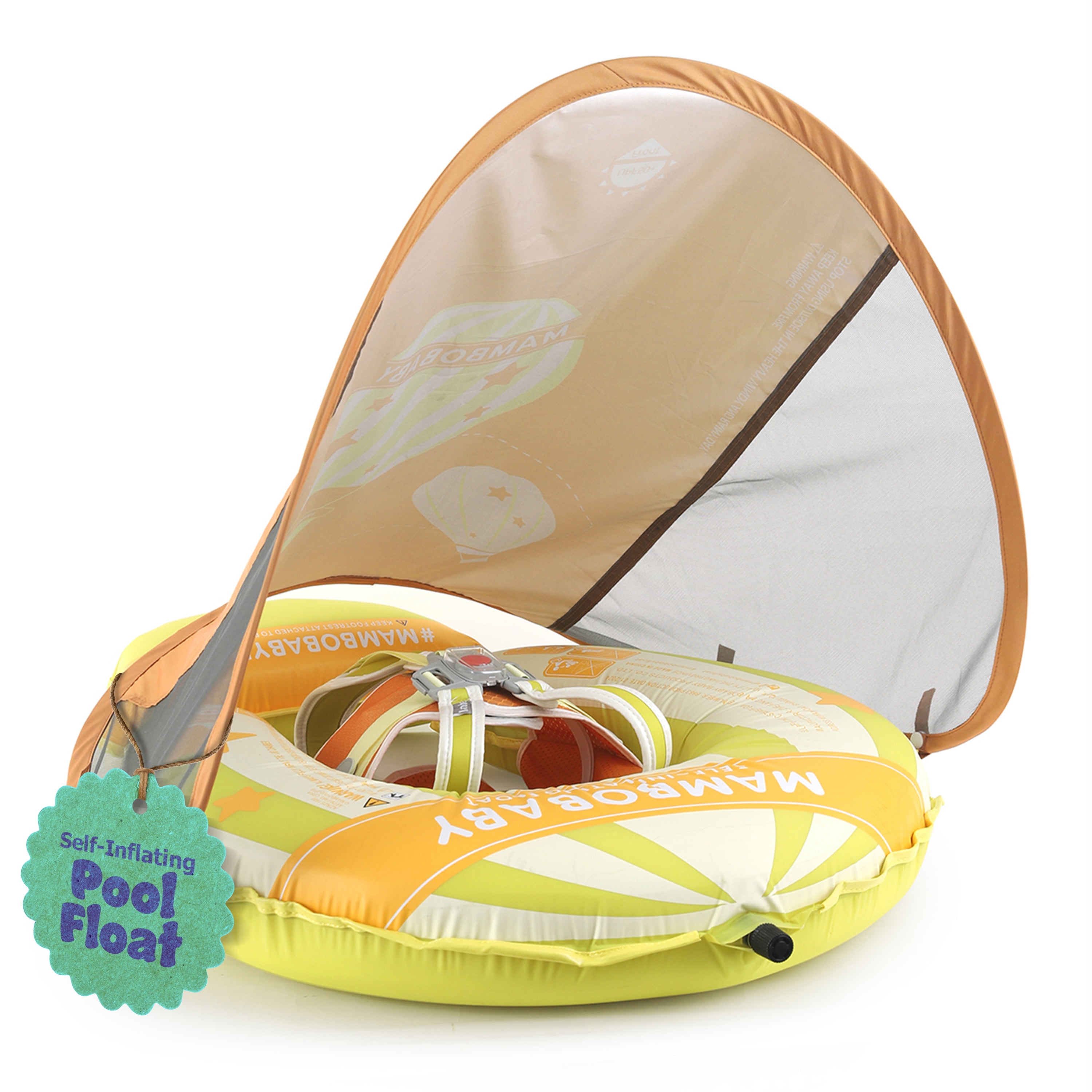 Mambobaby Self Inflating Baby Pool Float with Canopy- Green - Walmart.com