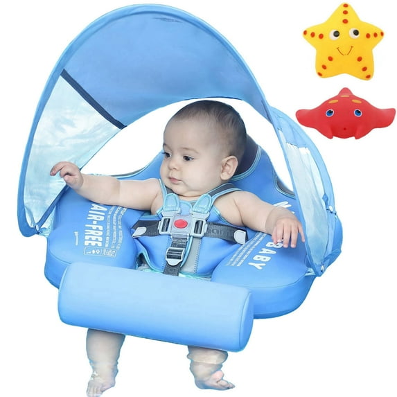 Mambobaby Non-Inflatable Baby Pool Float with Tail and Canopy UPF 50 ...