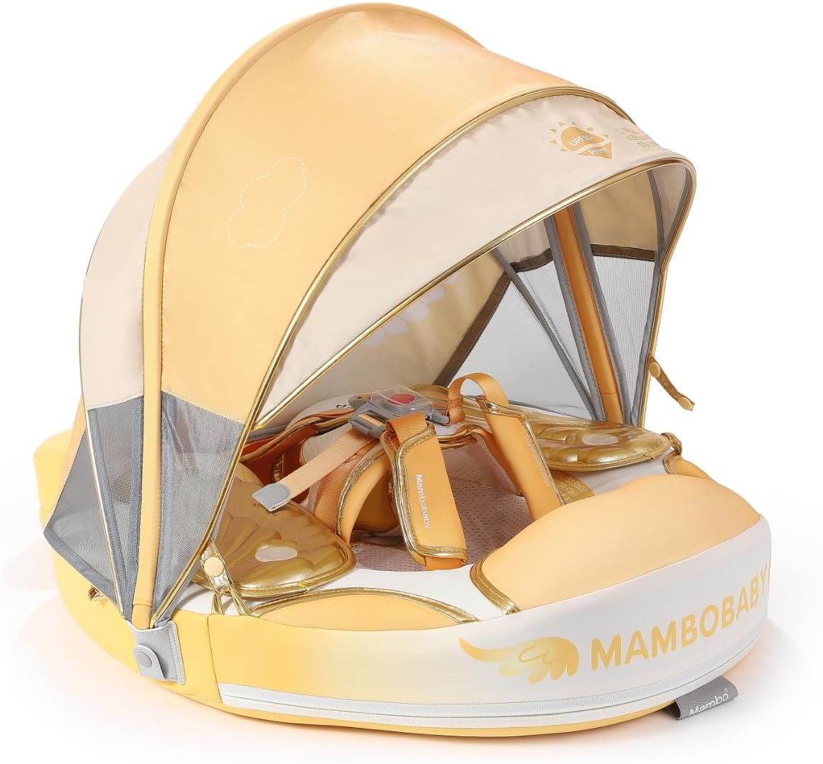 Mambobaby Non Inflatable Swimming Pool Angel Float with Canopy, Gold ...
