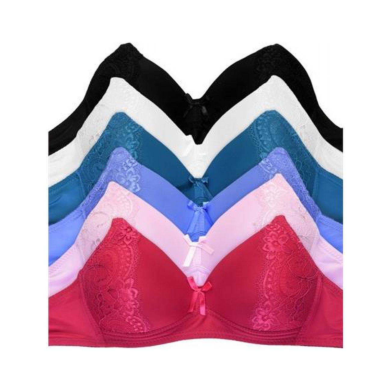 Mamia BR4165N2 - 32B Womens Wire Free Lace Trim Bra - Assorted Color ...