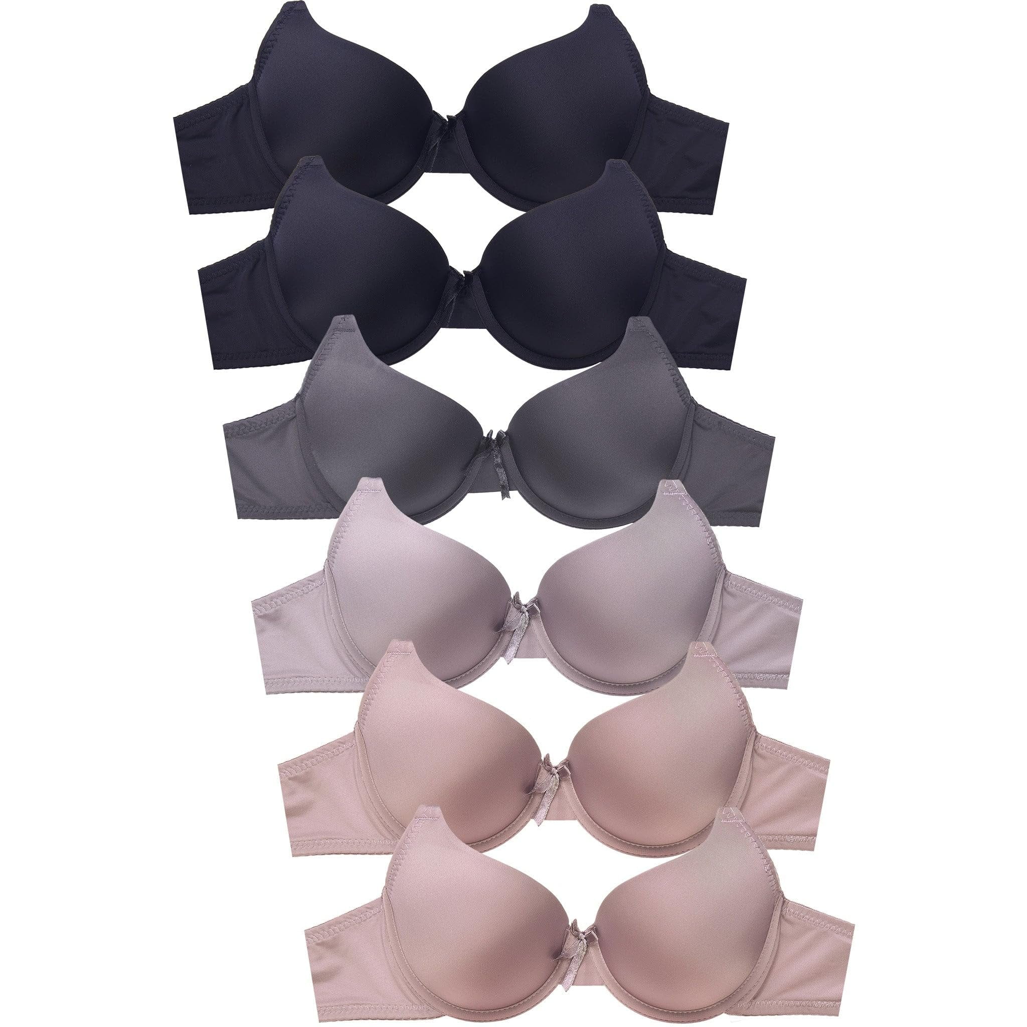 Mamia White Apparel Womens Basic Plain Bras Packs Of 6 - Various Styles ...