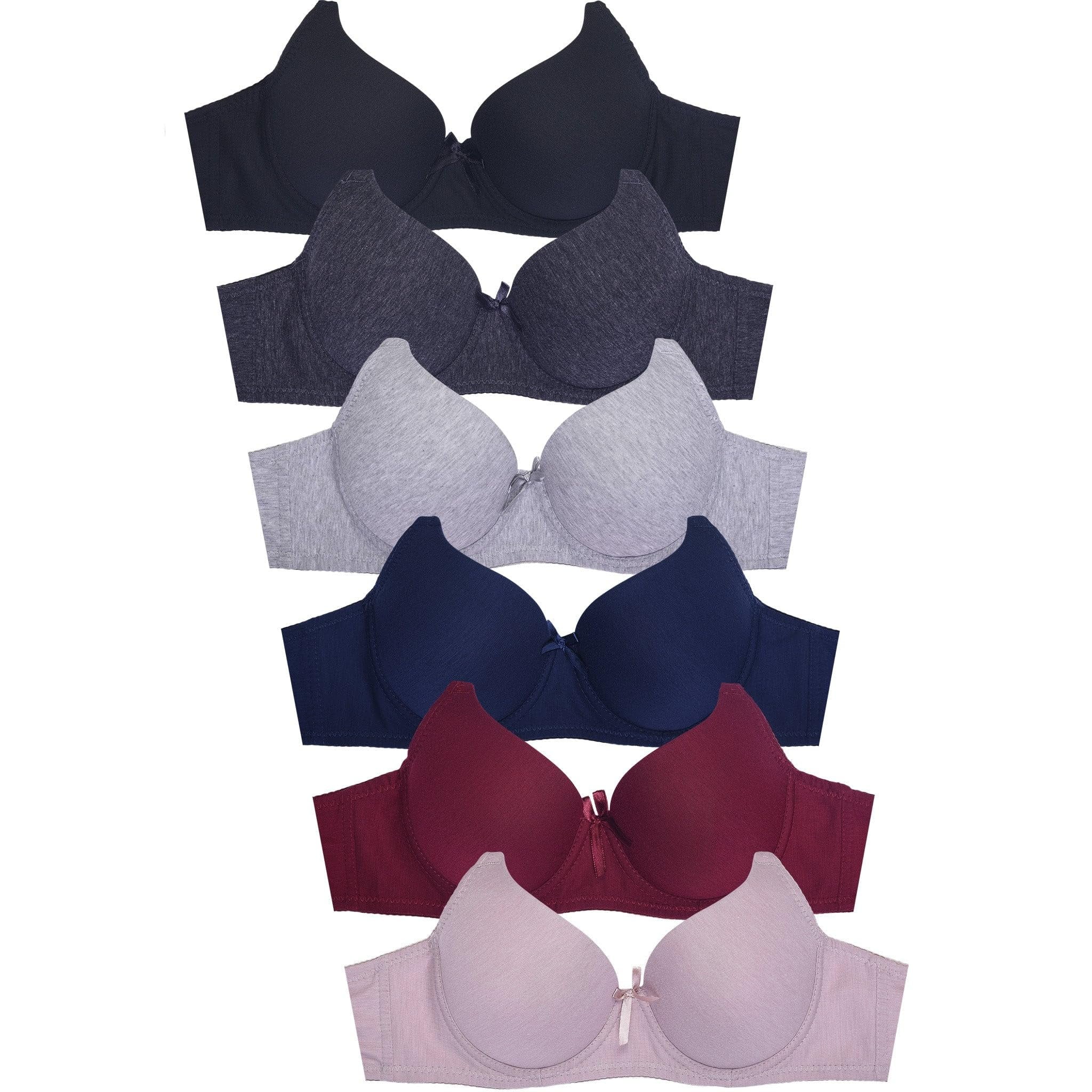 Mamia White Apparel Womens Basic Plain Bras Packs Of 6 - Various Styles ...